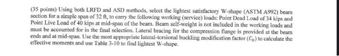 Solved (35 points) Using both LRFD and ASD methods, select | Chegg.com