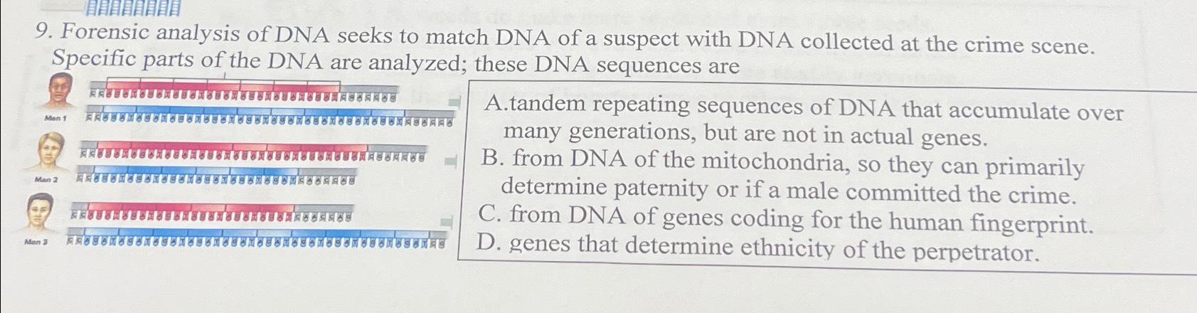 Solved Forensic analysis of DNA seeks to match DNA of a | Chegg.com