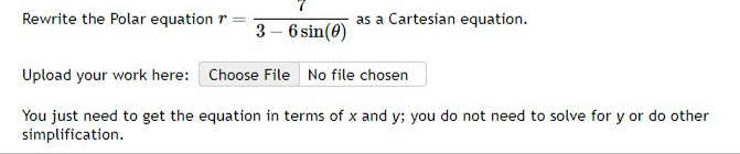 Solved Rewrite the Polar equation r=73-6sin(θ) ﻿as a | Chegg.com