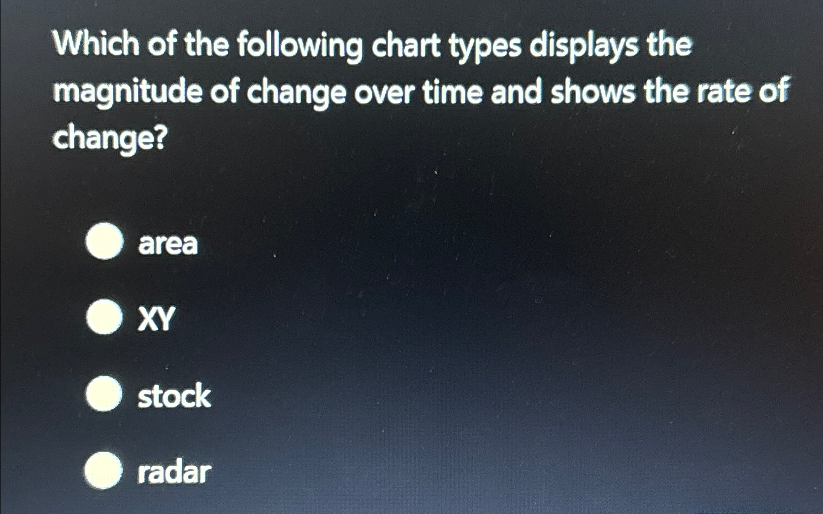 Solved Which of the following chart types displays the | Chegg.com