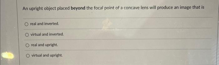 Solved An upright object placed beyond the focal point of a | Chegg.com