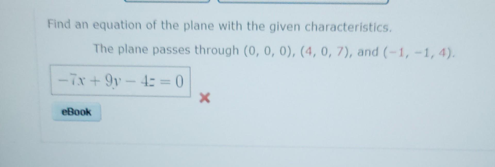 Solved Find an equation of the plane with the given | Chegg.com