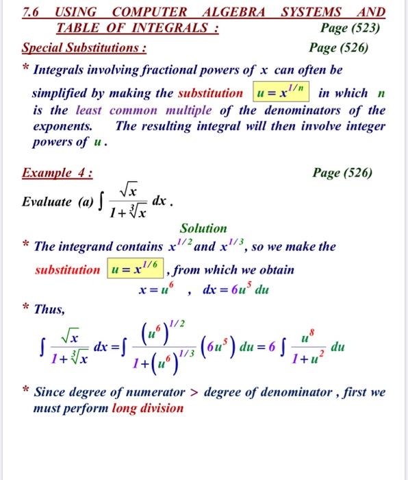 7.6 USING COMPUTER ALGEBRA SYSTEMS AND TABLE OF | Chegg.com
