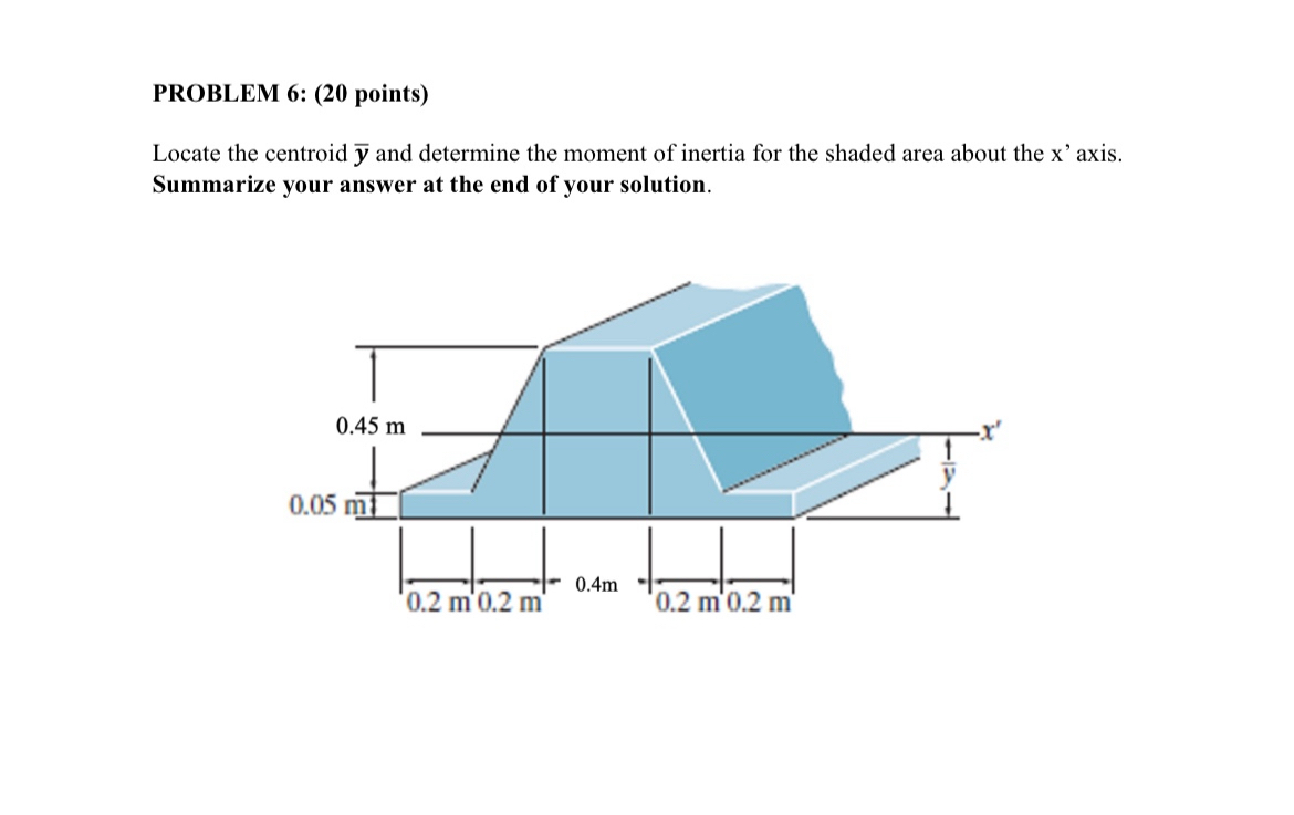 Solved PROBLEM 6: (20 ﻿points)Locate the centroid ?bar (y) | Chegg.com