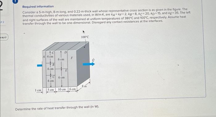 Solved Required information Consider a 5-m-high, 8-m-long, | Chegg.com