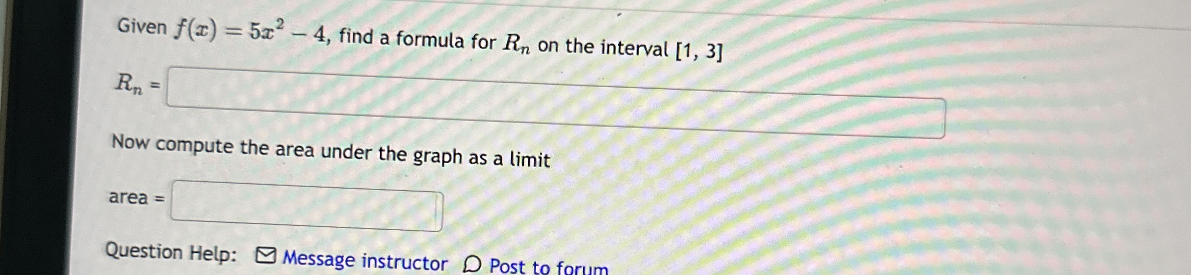 Solved Given f(x)=5x2-4, ﻿find a formula for Rn ﻿on the | Chegg.com
