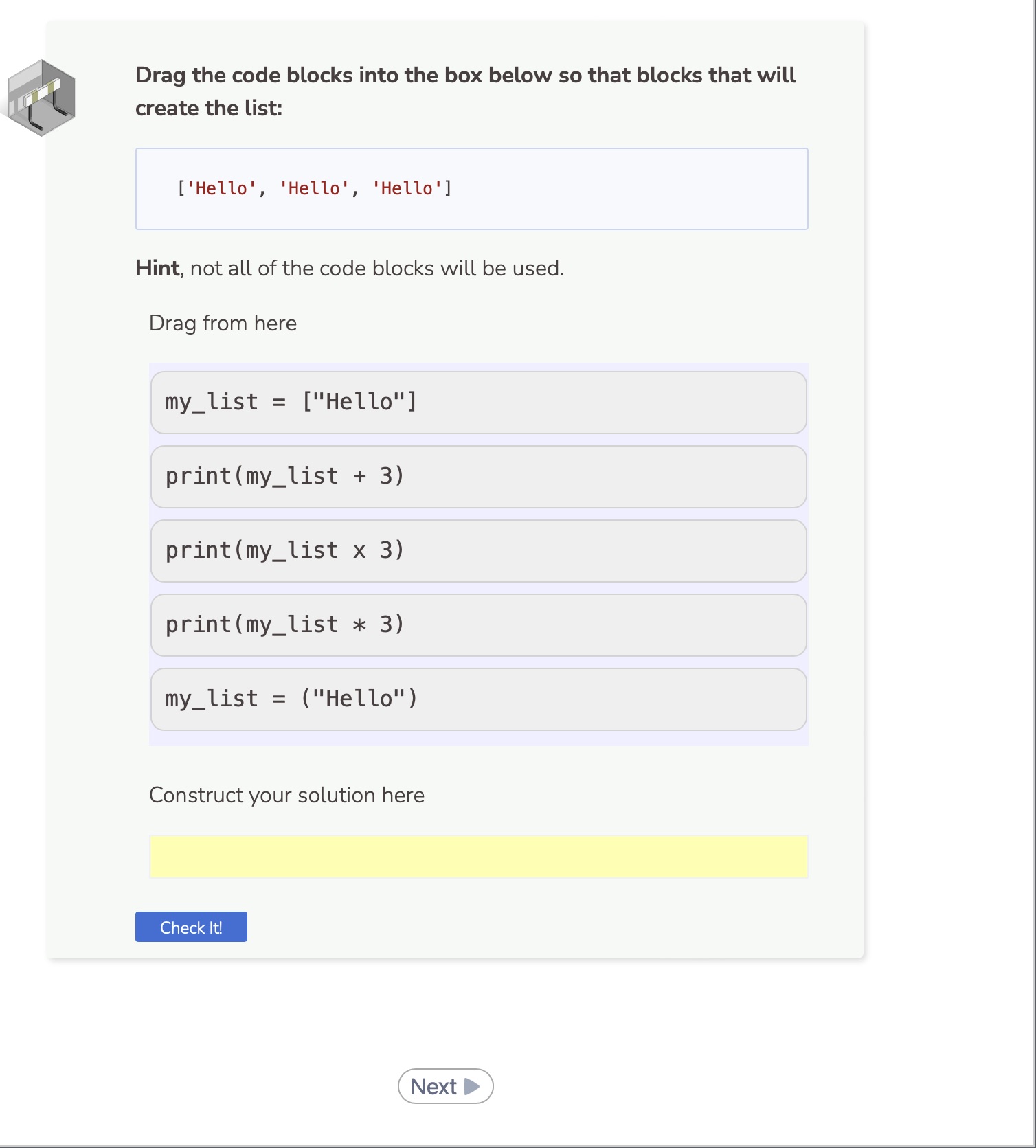 Solved Drag the code blocks into the box below so that | Chegg.com