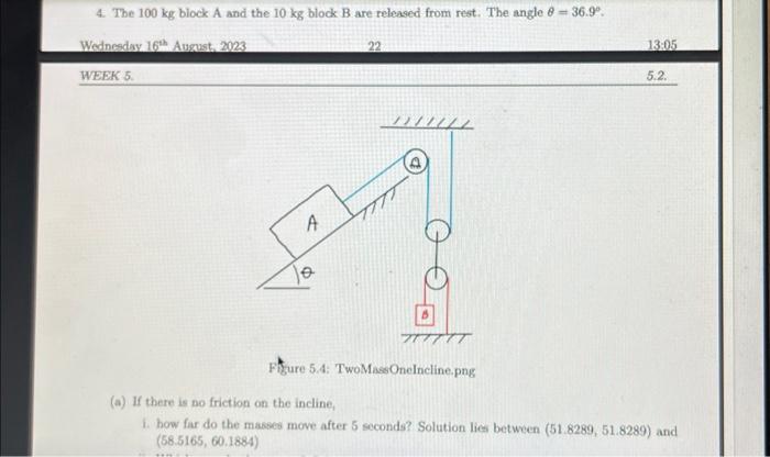 Solved 4. The 100 kg block A and the 10 kg block B are | Chegg.com