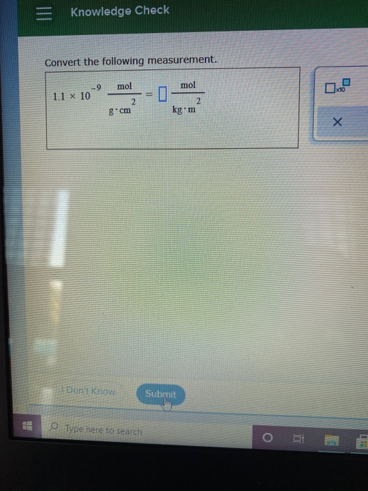 Solved = Knowledge Check Convert the following measurement. | Chegg.com