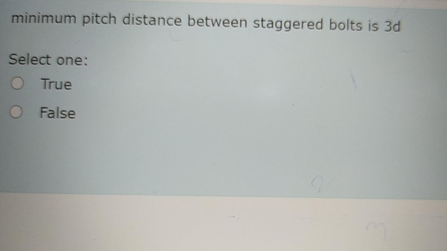 Solved minimum pitch distance between staggered bolts is 3d | Chegg.com