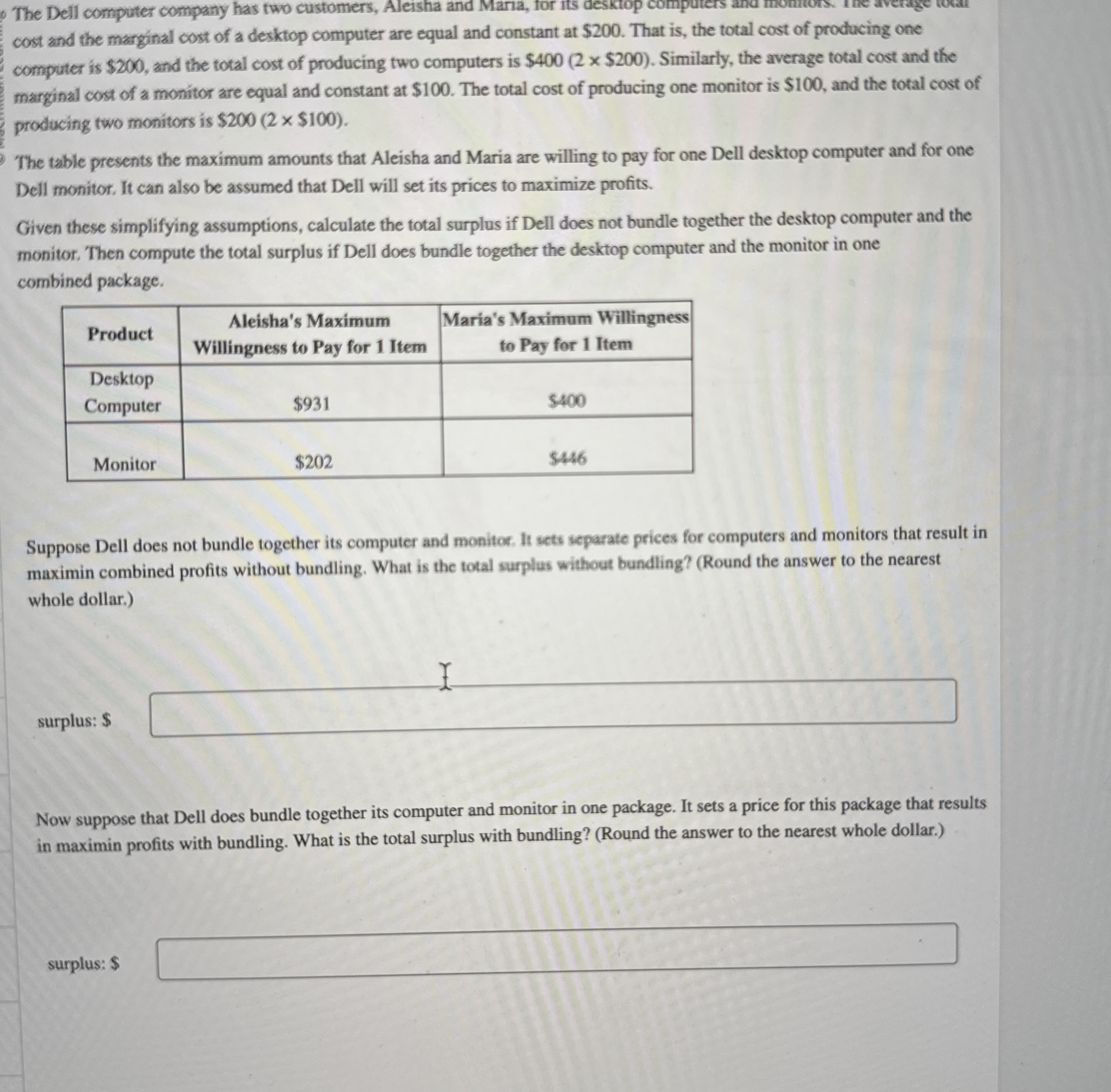 Solved cost and the marginal cost of a dexktop computer are | Chegg.com