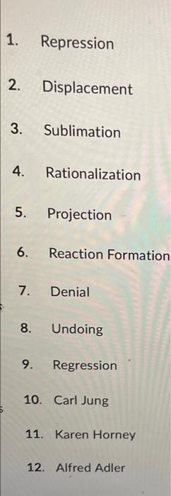 Solved 1. Repression 2. Displacement 3. Sublimation 4. | Chegg.com