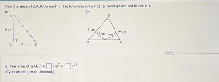 Solved Find the area of ABC in each of the following | Chegg.com