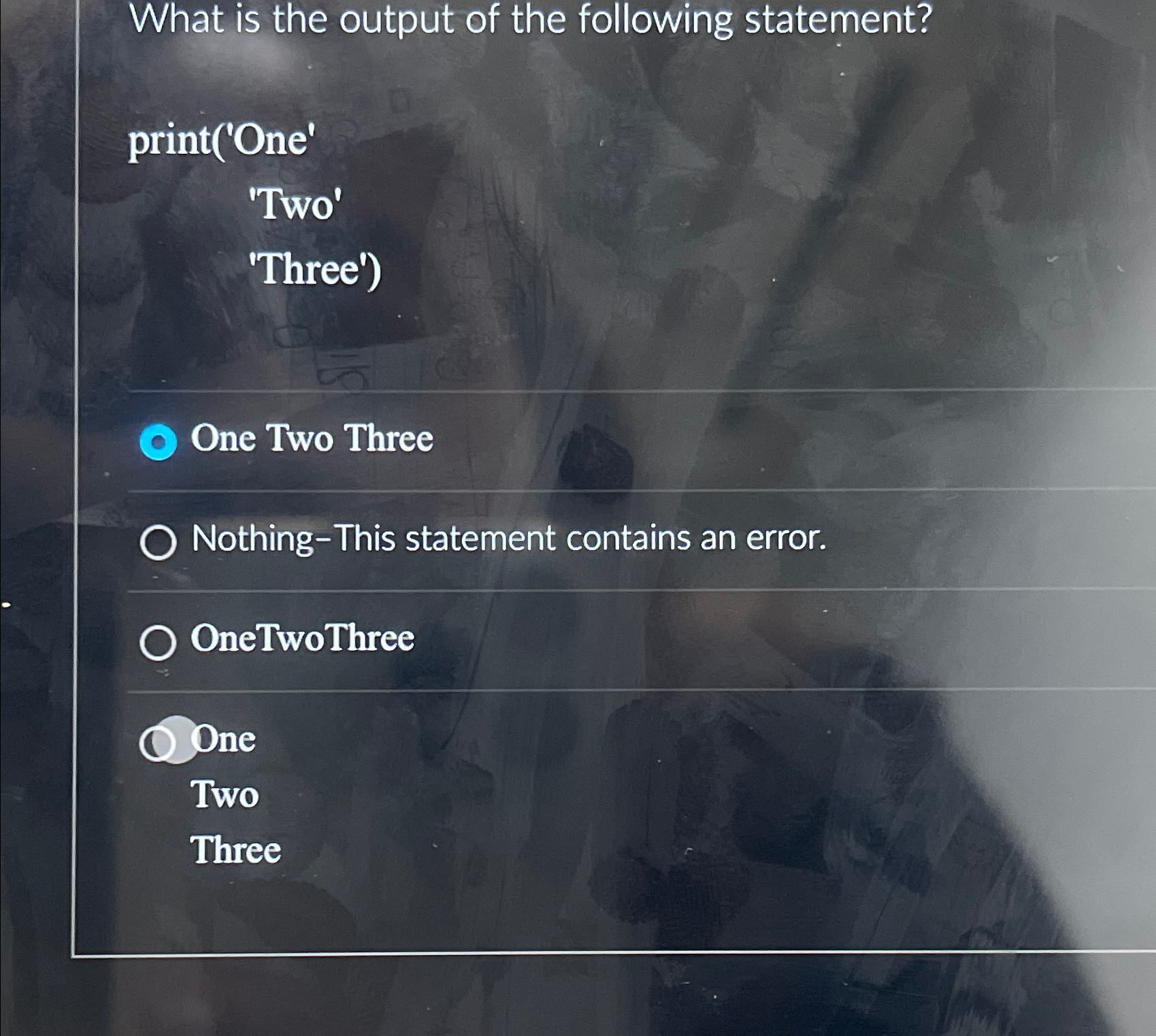 Solved What is the output of the following | Chegg.com