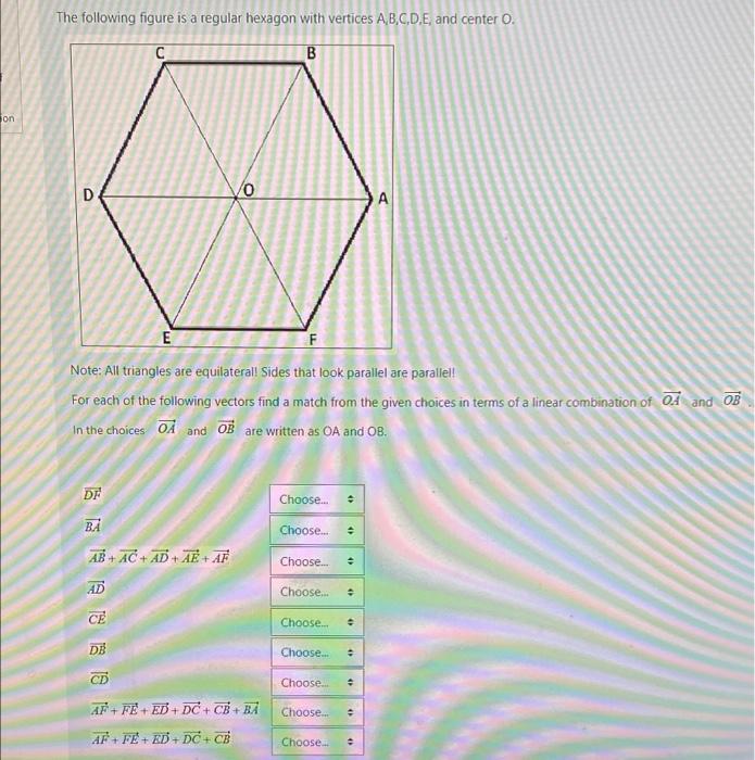 Solved The following figure is a regular hexagon with | Chegg.com