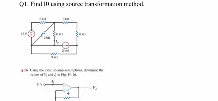 Solved Q1. Find 10 using source transformation method. 3 kn | Chegg.com