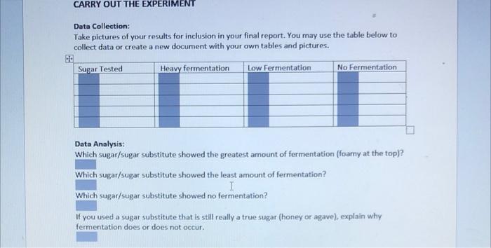 CARRY OUT THE EXPERIMENT Data Collection: Take | Chegg.com