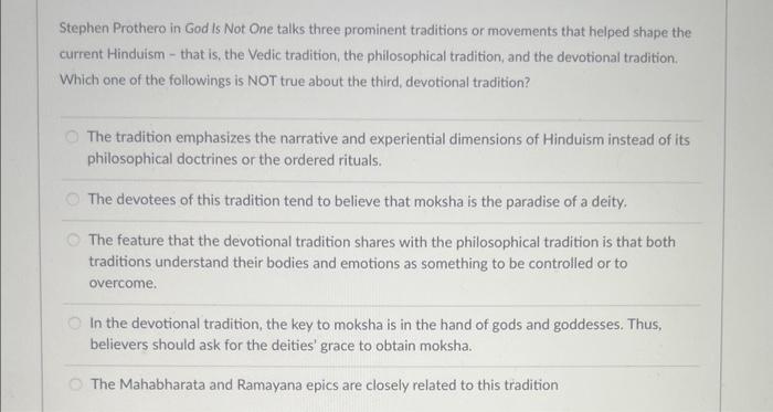 Stephen Prothero in God Is Not One talks three | Chegg.com