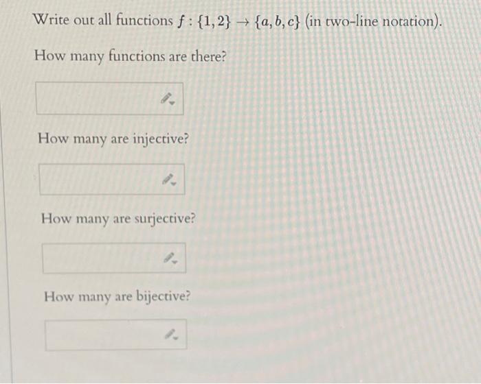 Solved Write Out All Functions F {1 2 }