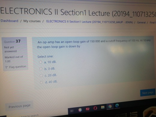 Solved ELECTRONICS II Section1 Lecture (20194_110713250 | Chegg.com