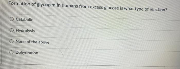 Solved Formation of glycogen in humans from excess glucose | Chegg.com