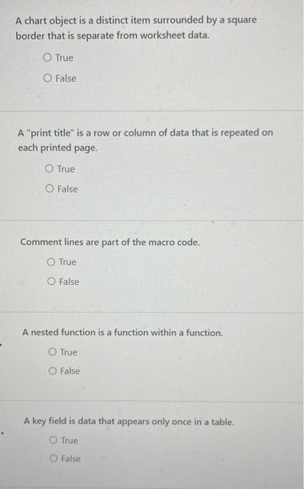 Solved A chart object is a distinct item surrounded by a | Chegg.com