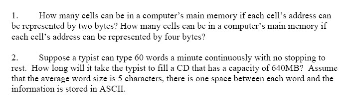 Solved How many cells can be in a computer's main memory if | Chegg.com