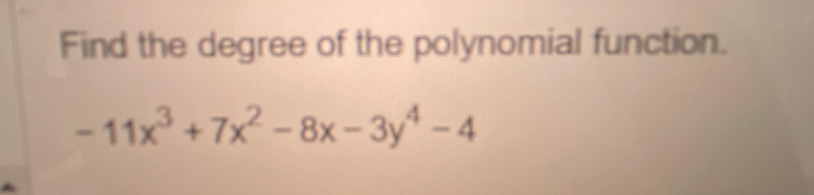 Solved Find the degree of the polynomial | Chegg.com