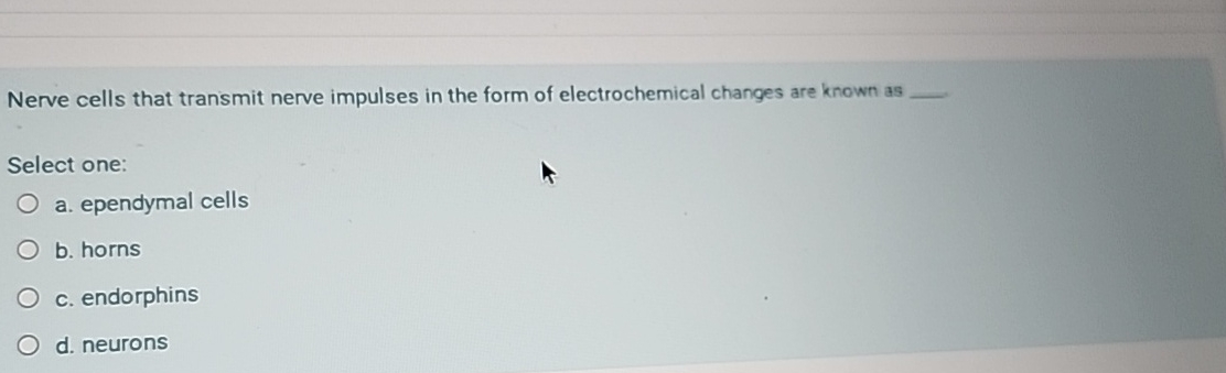 Solved Nerve cells that transmit nerve impulses in the form | Chegg.com