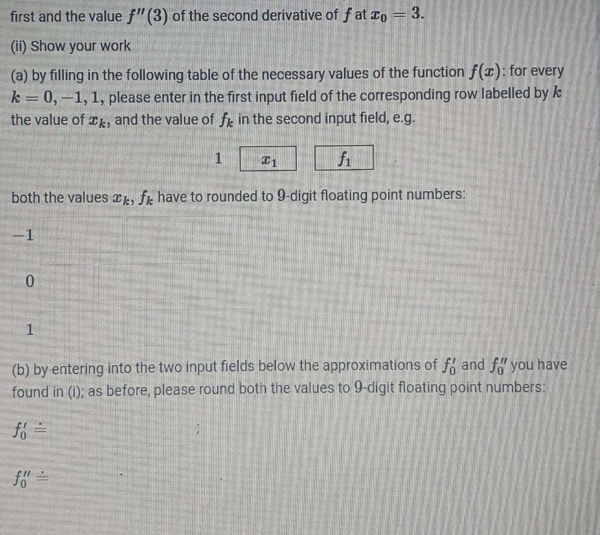 Solved (Numerical Differentiation). Consider the function | Chegg.com