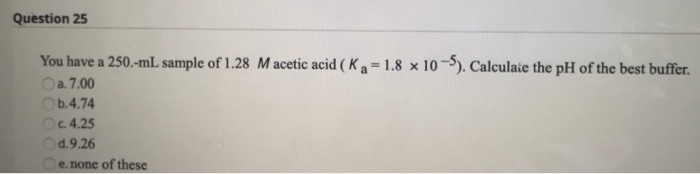 Solved Question 25 You have a 250.-mL sample of 1.28 M | Chegg.com