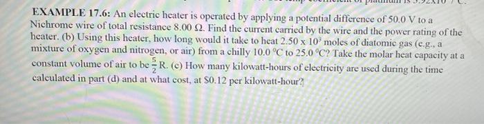 Solved EXAMPLE 17.6: An electric heater is operated by | Chegg.com