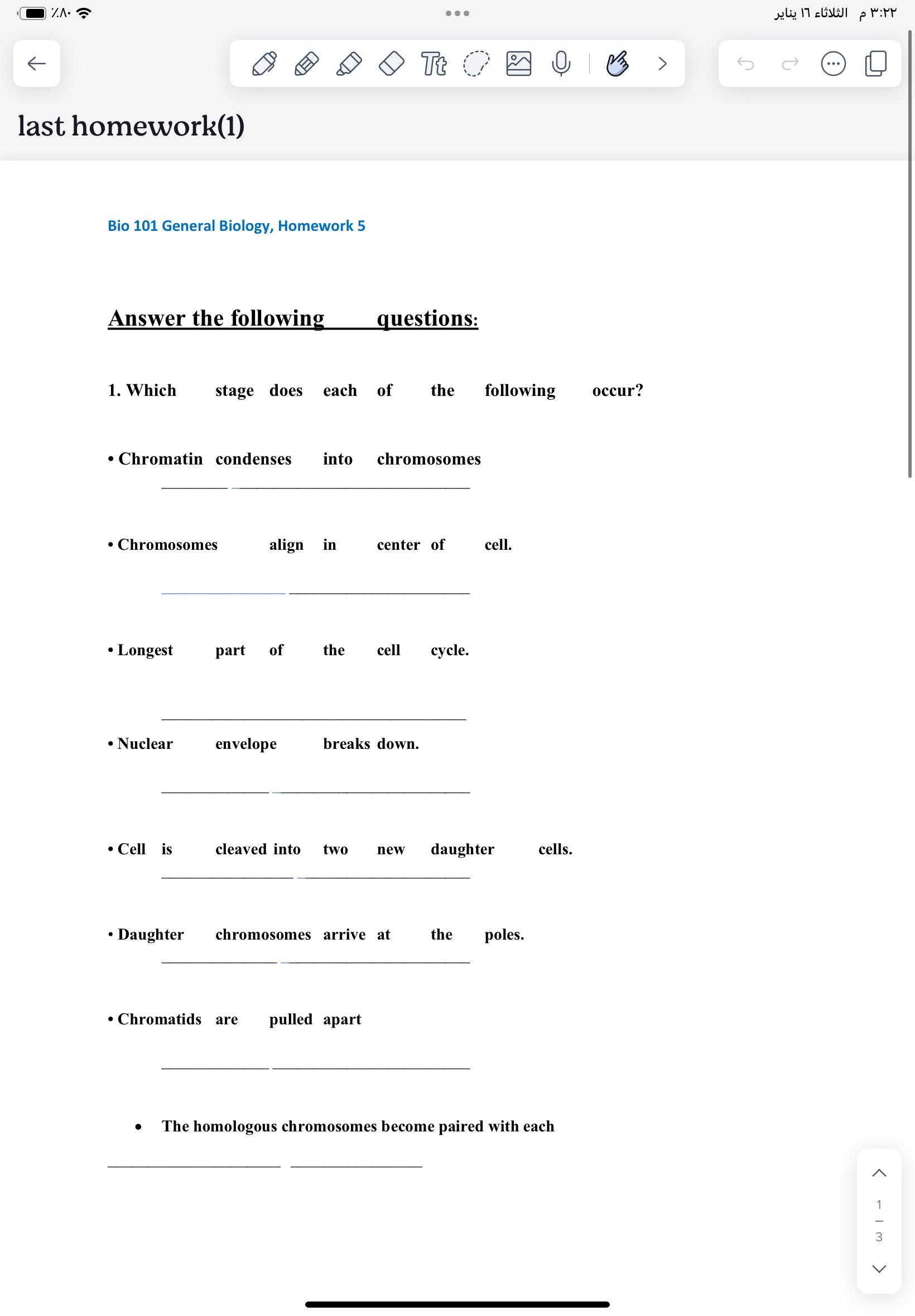Solved last homework(1)Bio 101 ﻿General Biology, Homework | Chegg.com