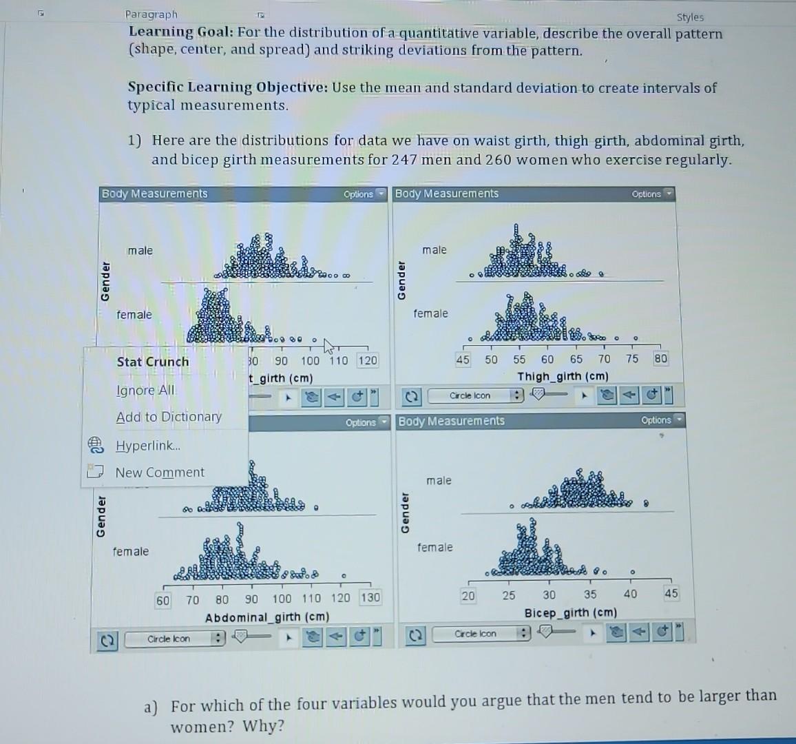 Solved Paragraph Styles Learning Goal: For the distribution | Chegg.com