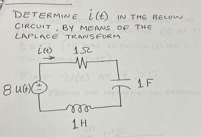 Solved DETERMINE i(t) IN THE BELOW CIRCUIT, BY MEANS OF THE | Chegg.com