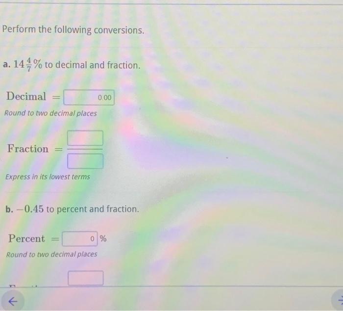 Solved Perform the following conversions. a. 1474% to | Chegg.com