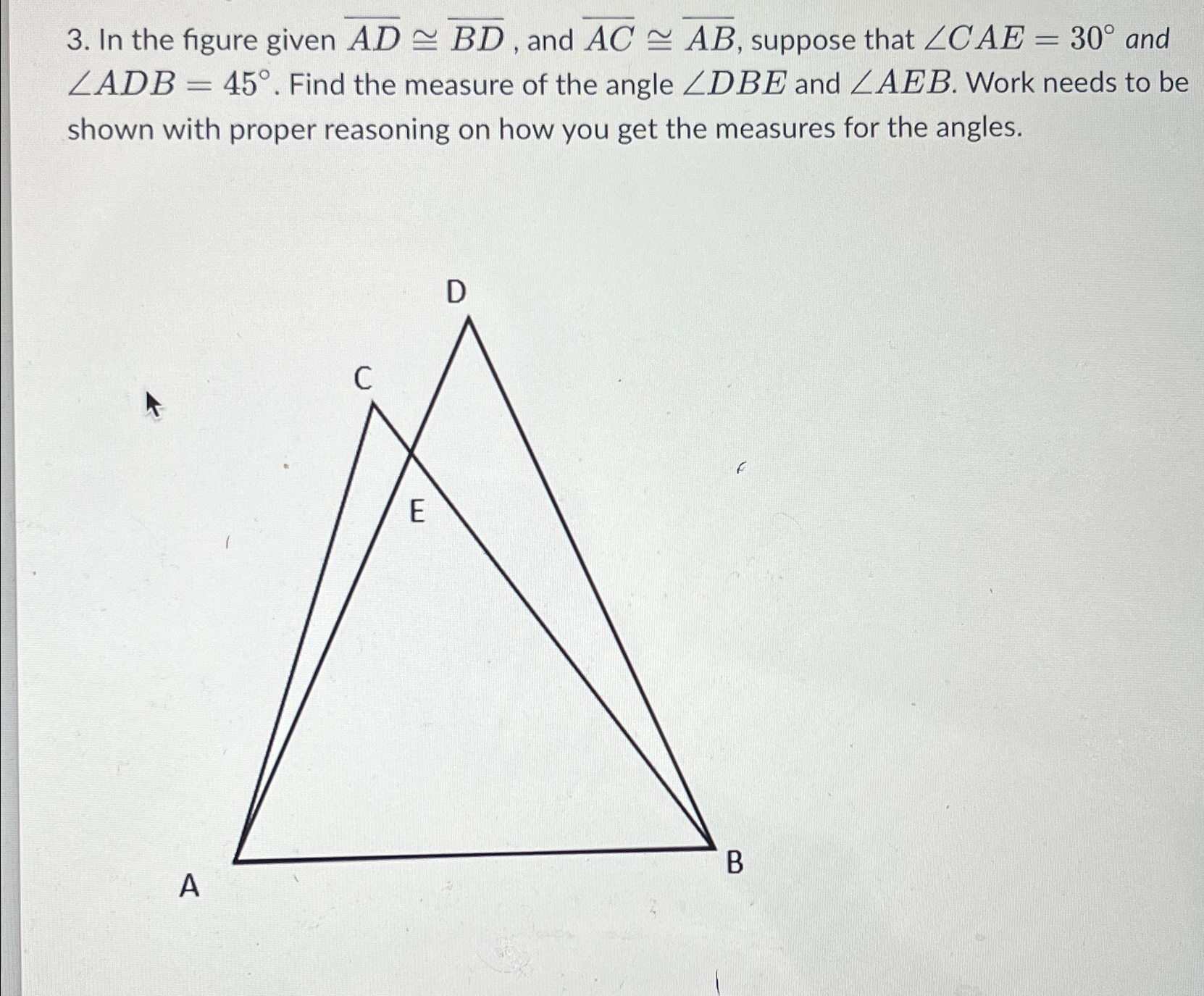 Solved In the figure given AD is congruent to BD and AC is | Chegg.com