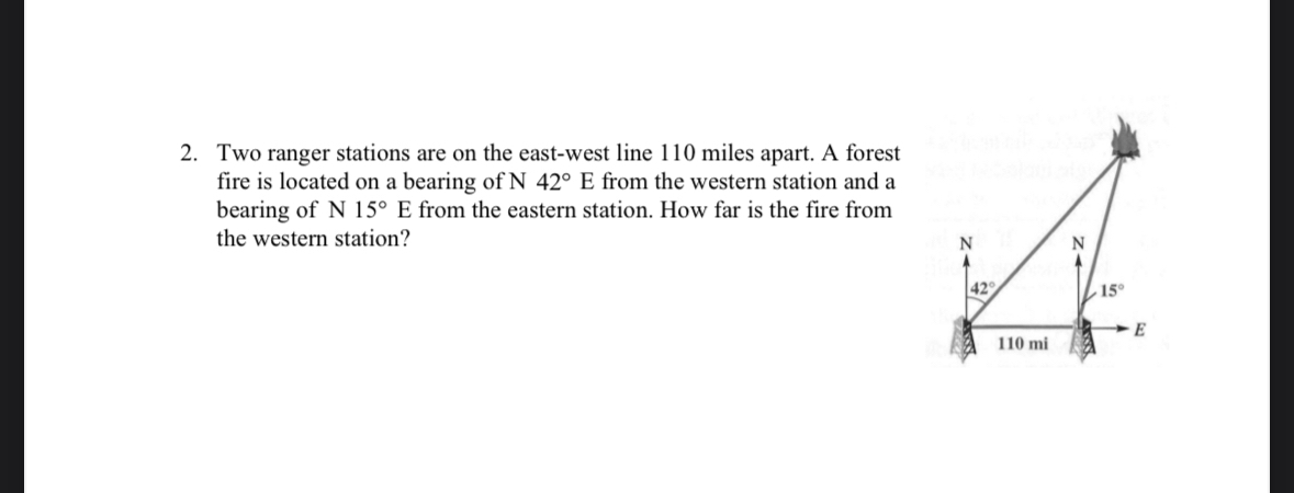 Solved Two ranger stations are on the east-west line 110 | Chegg.com