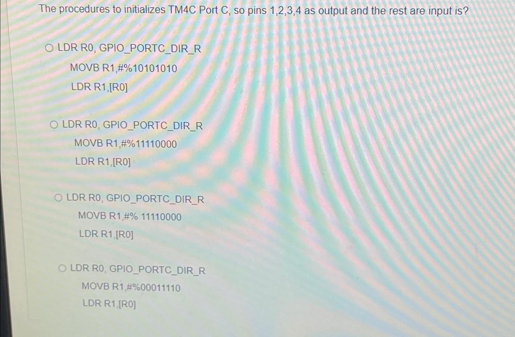 Solved The procedures to initializes TM4C Port C, ﻿so pins | Chegg.com