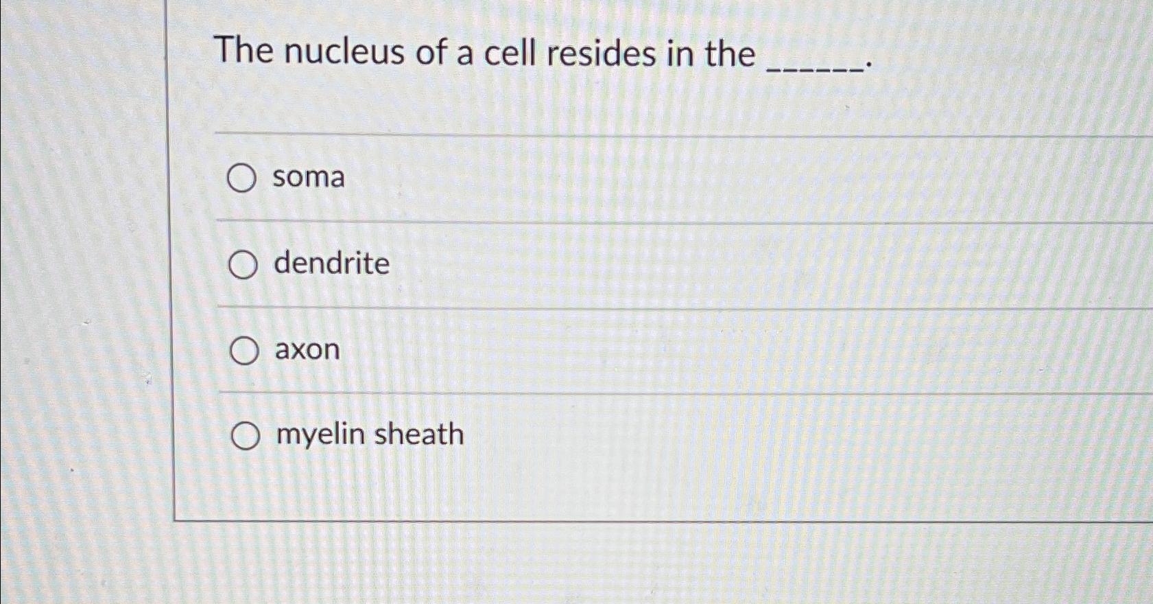 Solved The nucleus of a cell resides in | Chegg.com