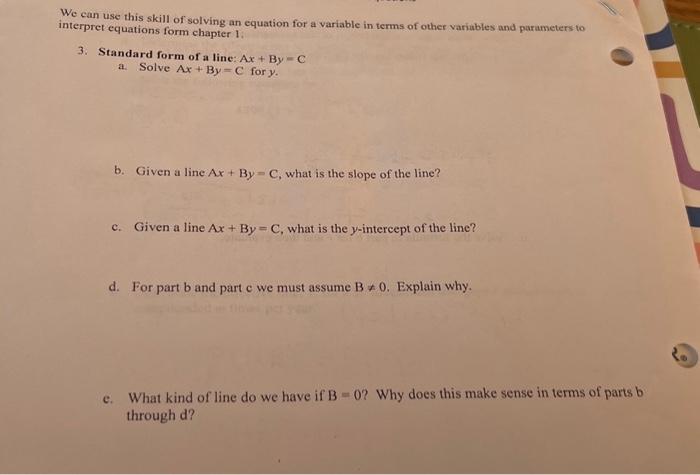 Solved We can use this skill of solving an equation for a | Chegg.com