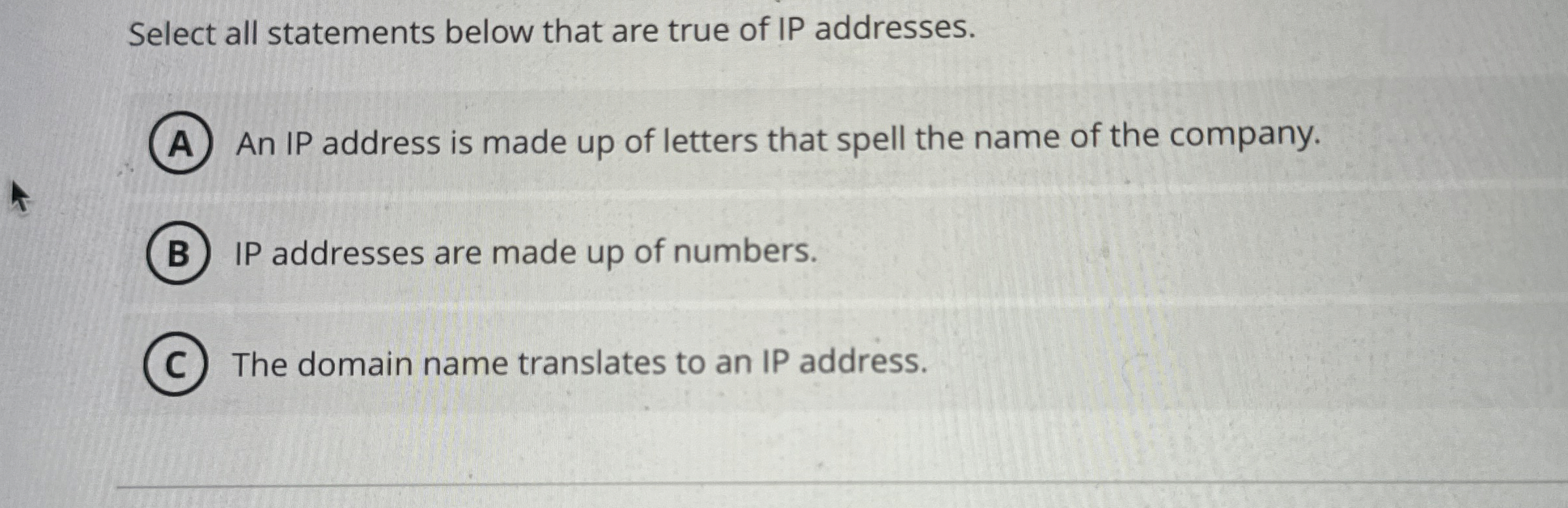 Solved Select all statements below that are true of IP | Chegg.com