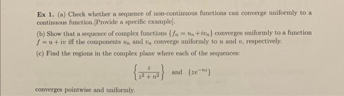 Solved Ex 1 A Check Whether A Sequence Of Non Continuous 6896