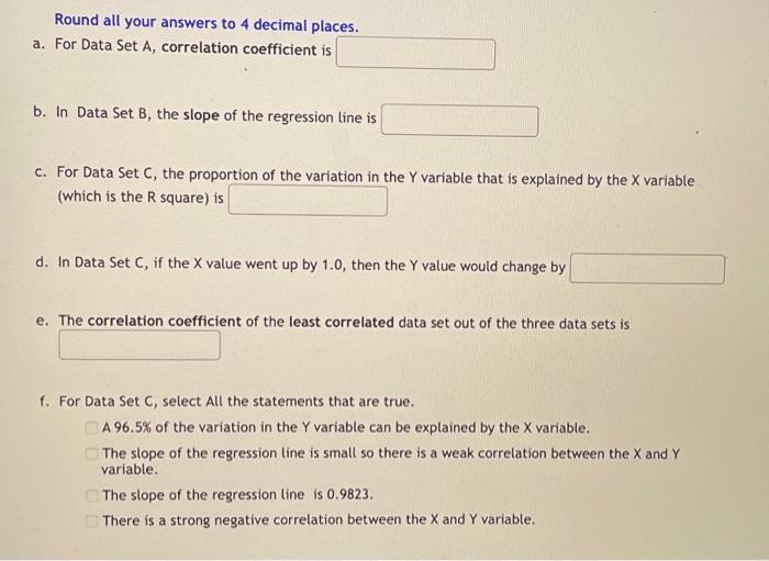 Solved Correlation coefficientRound all your answers to 4 | Chegg.com