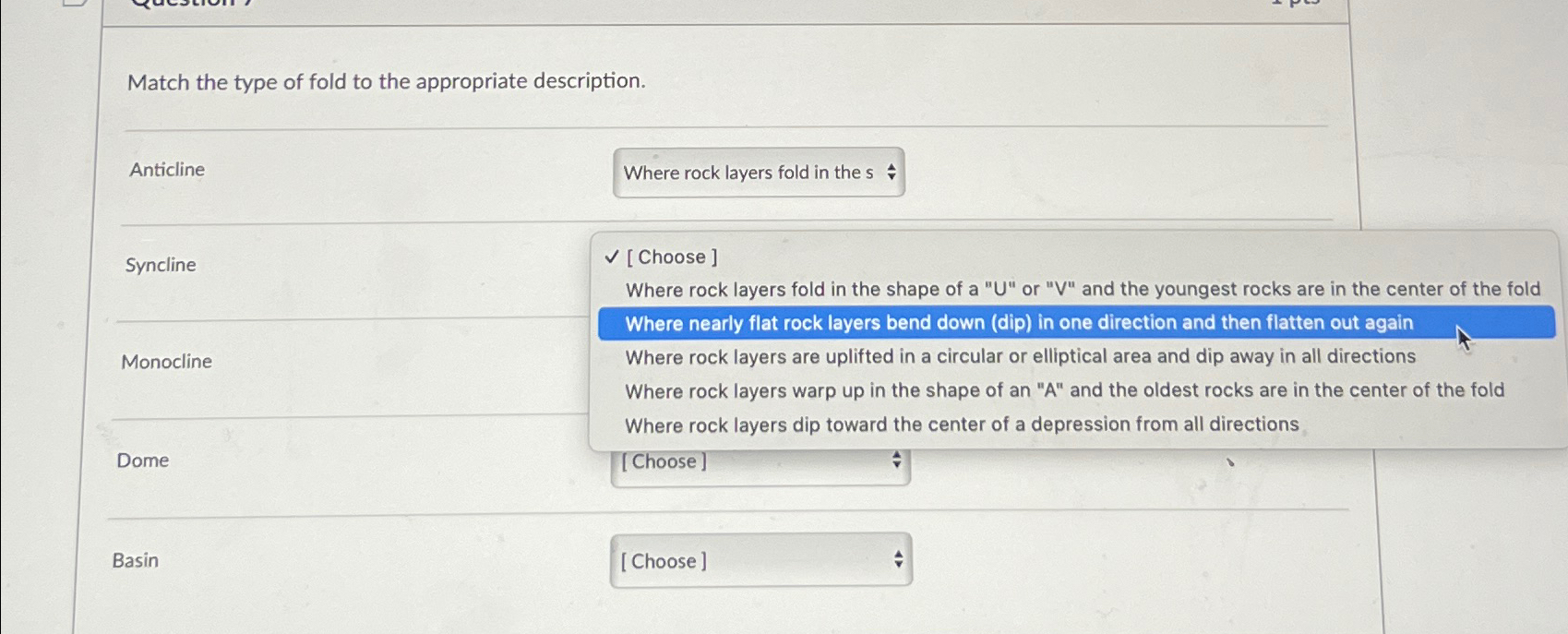 Solved Match the type of fold to the appropriate | Chegg.com
