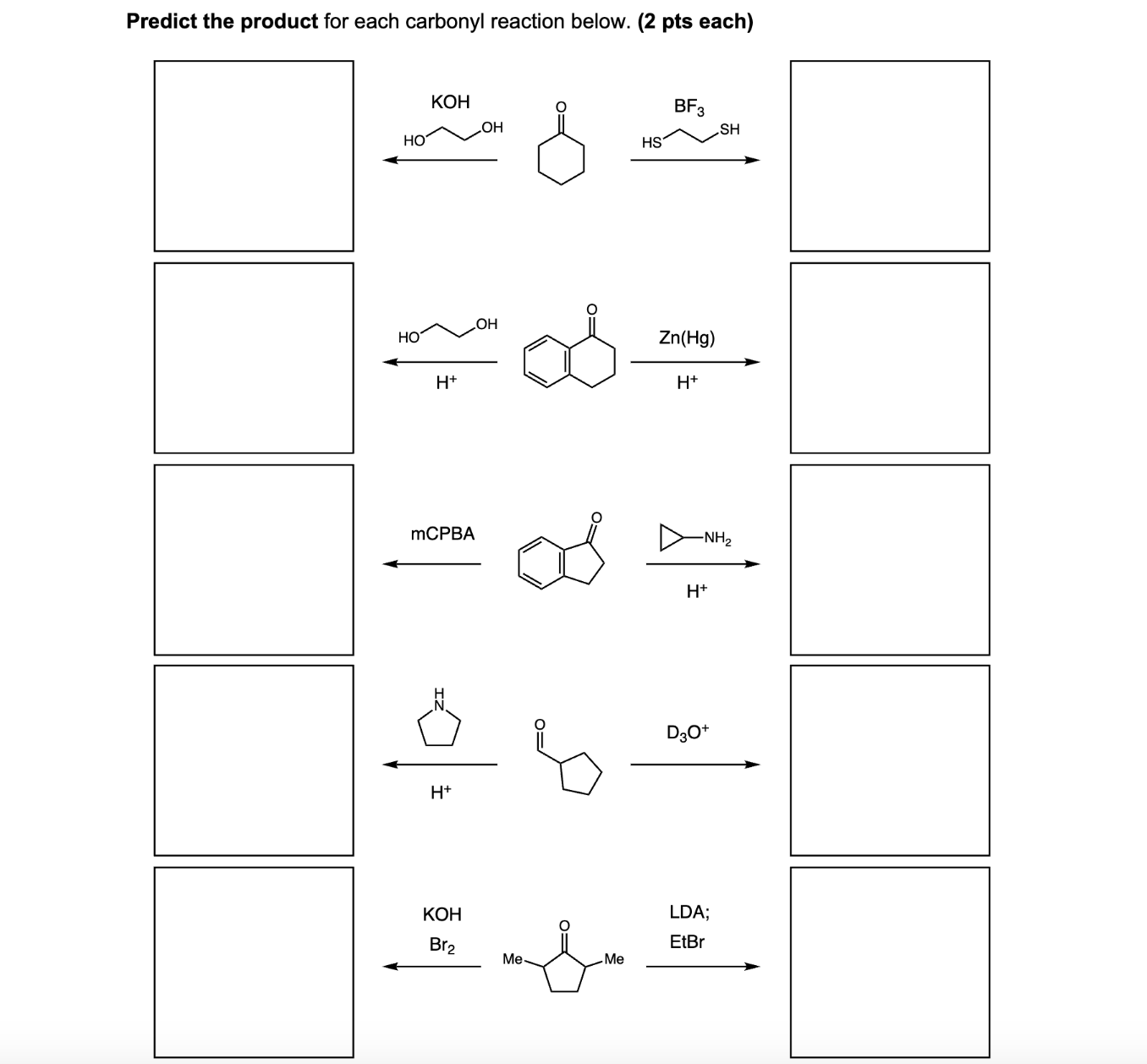 Solved Predict the product for each carbonyl reaction below. | Chegg.com