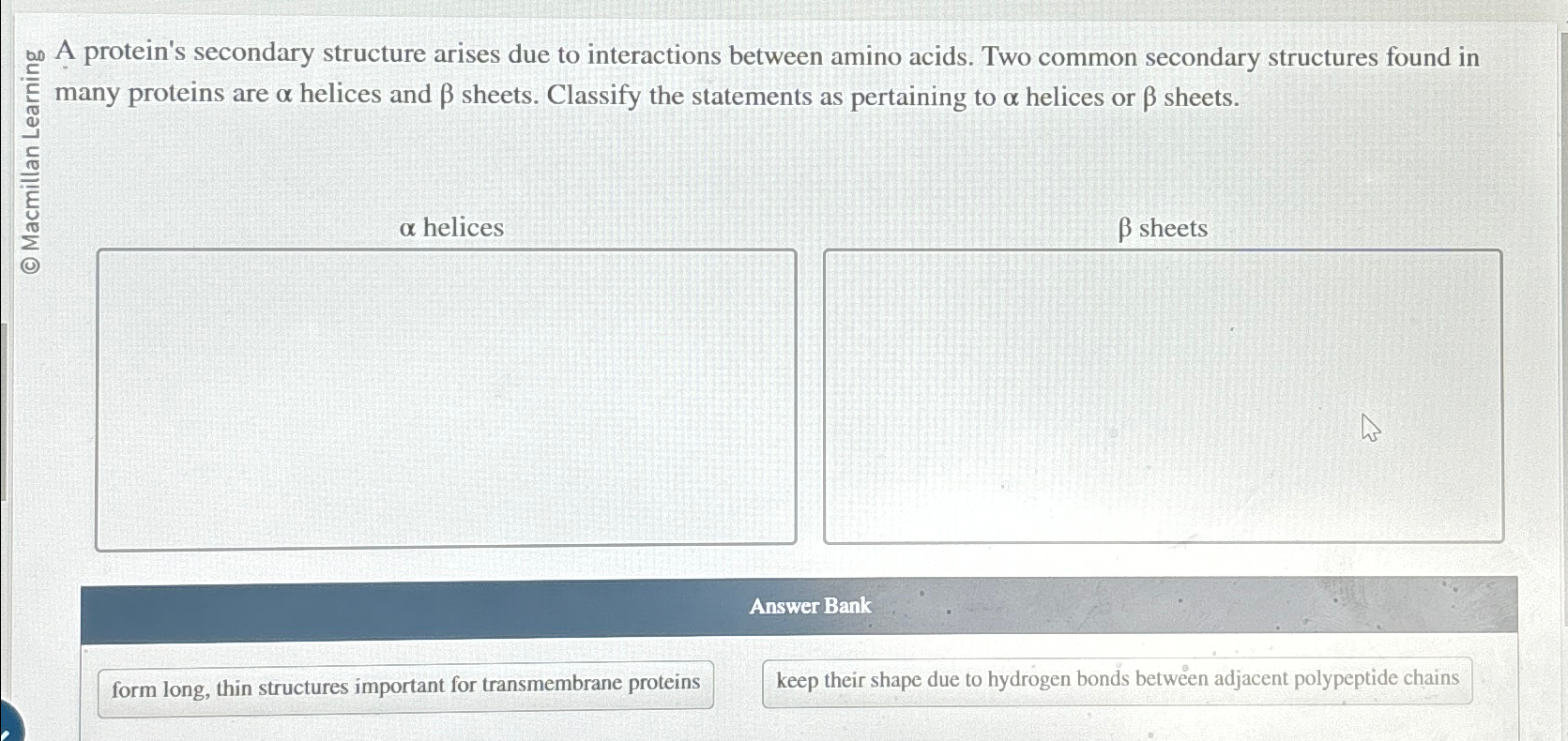 Solved bo A protein's secondary structure arises due to | Chegg.com