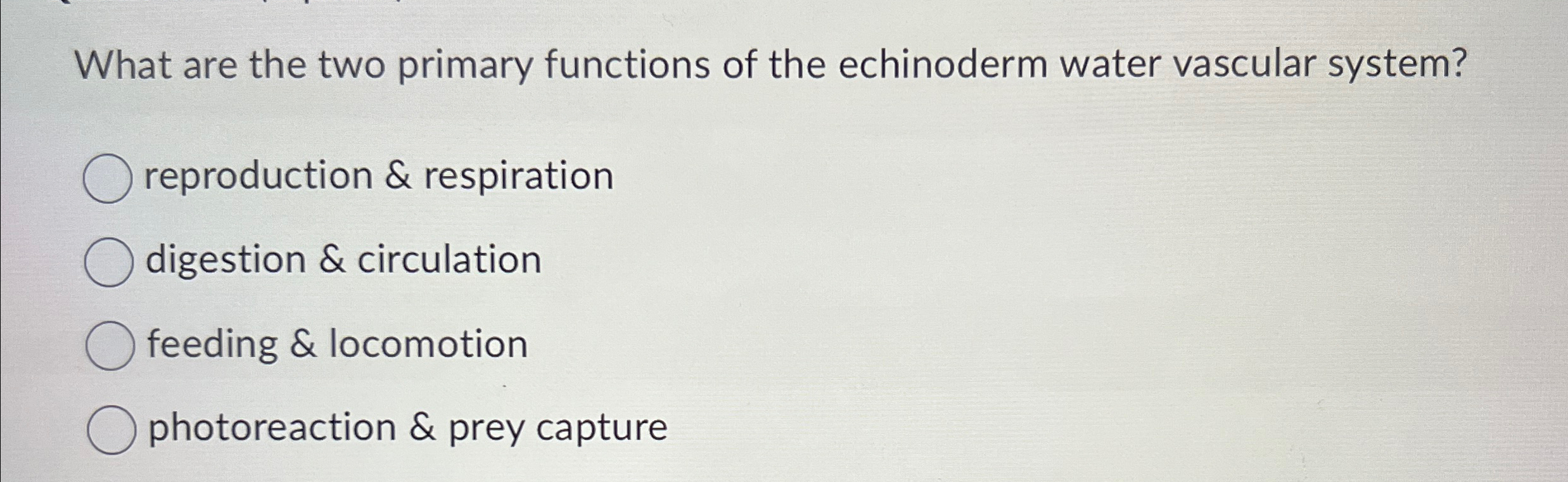 Solved What are the two primary functions of the echinoderm | Chegg.com