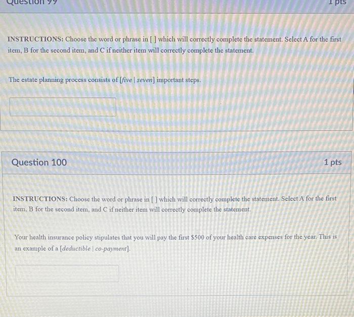 Solved pts INSTRUCTIONS: Choose the word or phrase in [] | Chegg.com