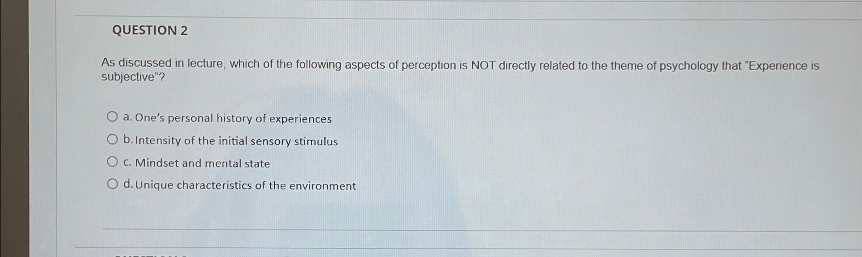 Solved QUESTION 2As discussed in lecture, which of the | Chegg.com